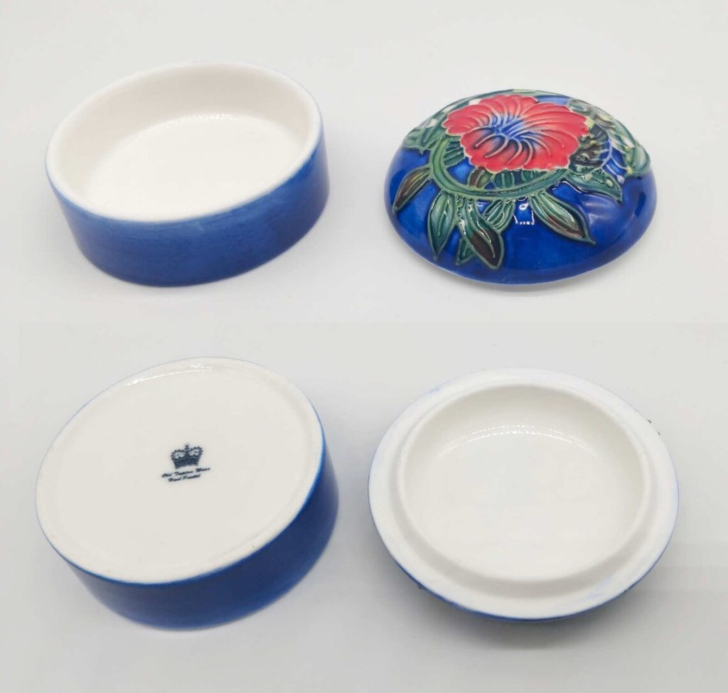 Ceramic Trinket Box Hibiscus Design